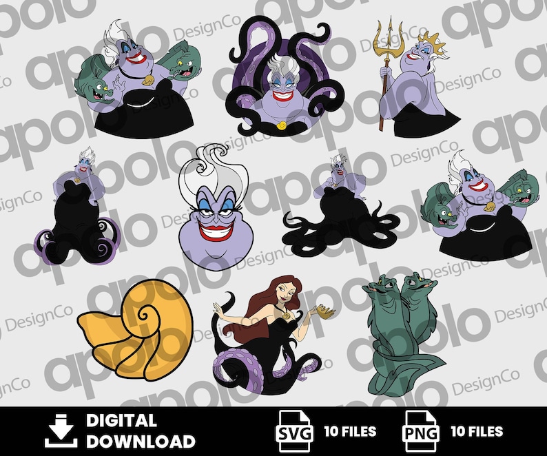 Clipart, Villains Svg, Ursula Svg, Ariel Svg, Little Mermaid Svg, Love ...