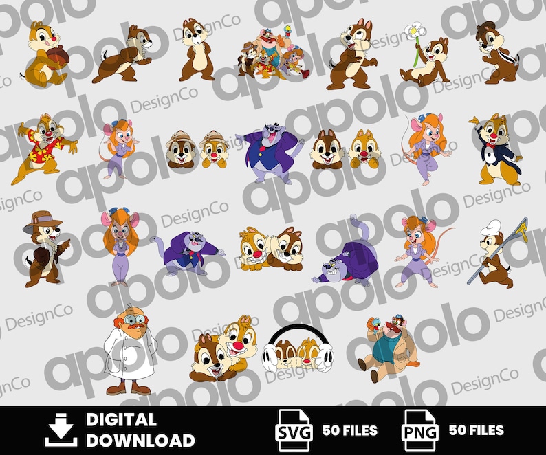Clipart, Children Svg, Chip and Dale Svg, Digital Download, PNG, SVG, Cricut, Cut File ...