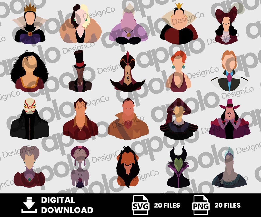 Clipart, Villains Svg, Villains Silhouettes Svg, Princess Svg, Love Svg ...