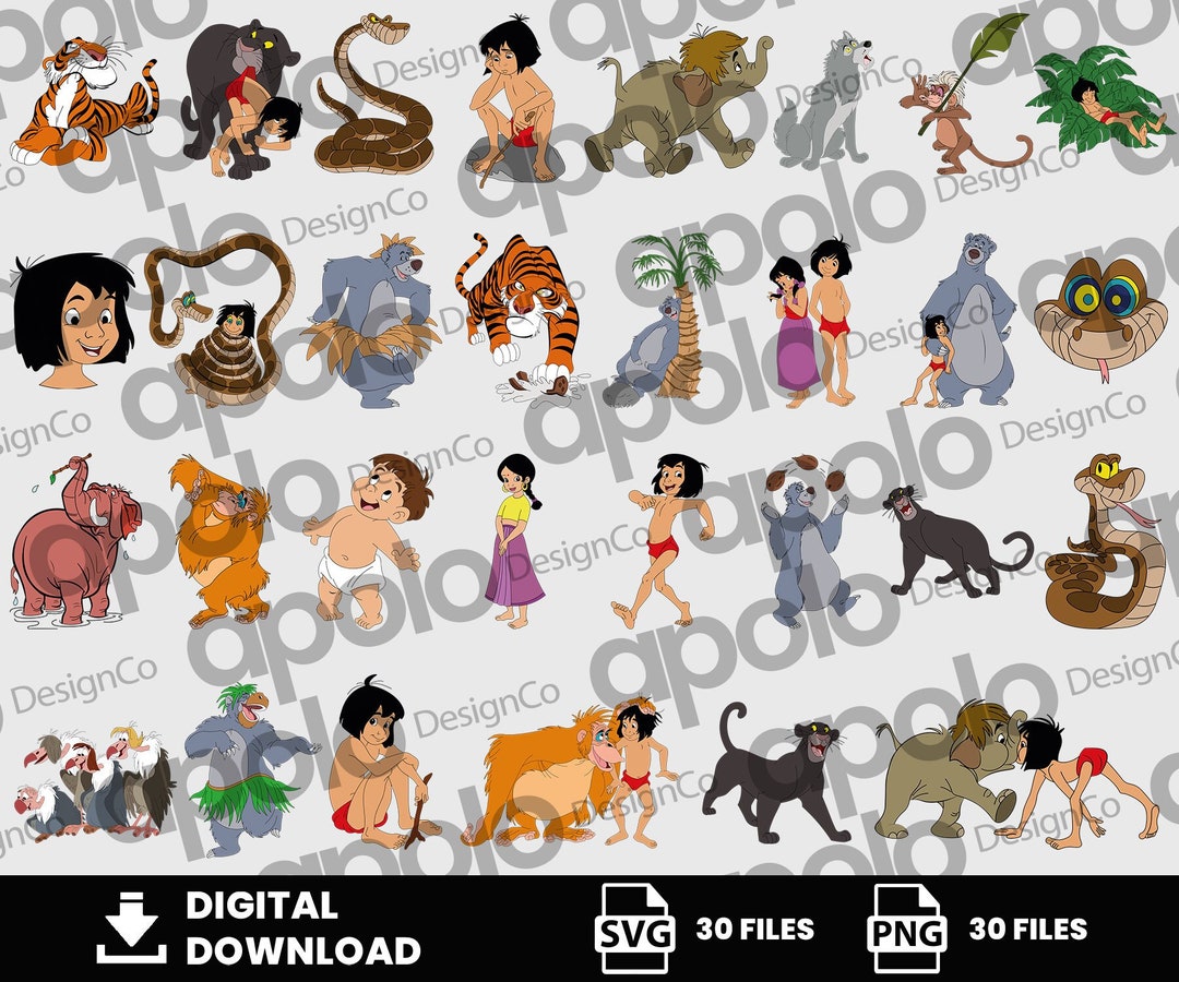 Clipart, the Jungle Book Svg, Mowgli Svg, Baloo Svg, Movie Svg, Digital ...