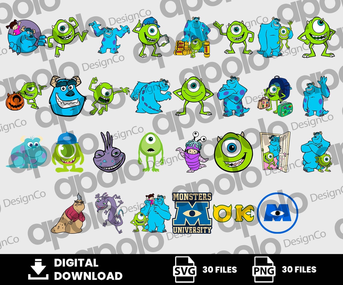 Clipart, Monsters Inc Svg, Mike Svg, Sullivan Svg, Boo Svg, Baby Svg ...