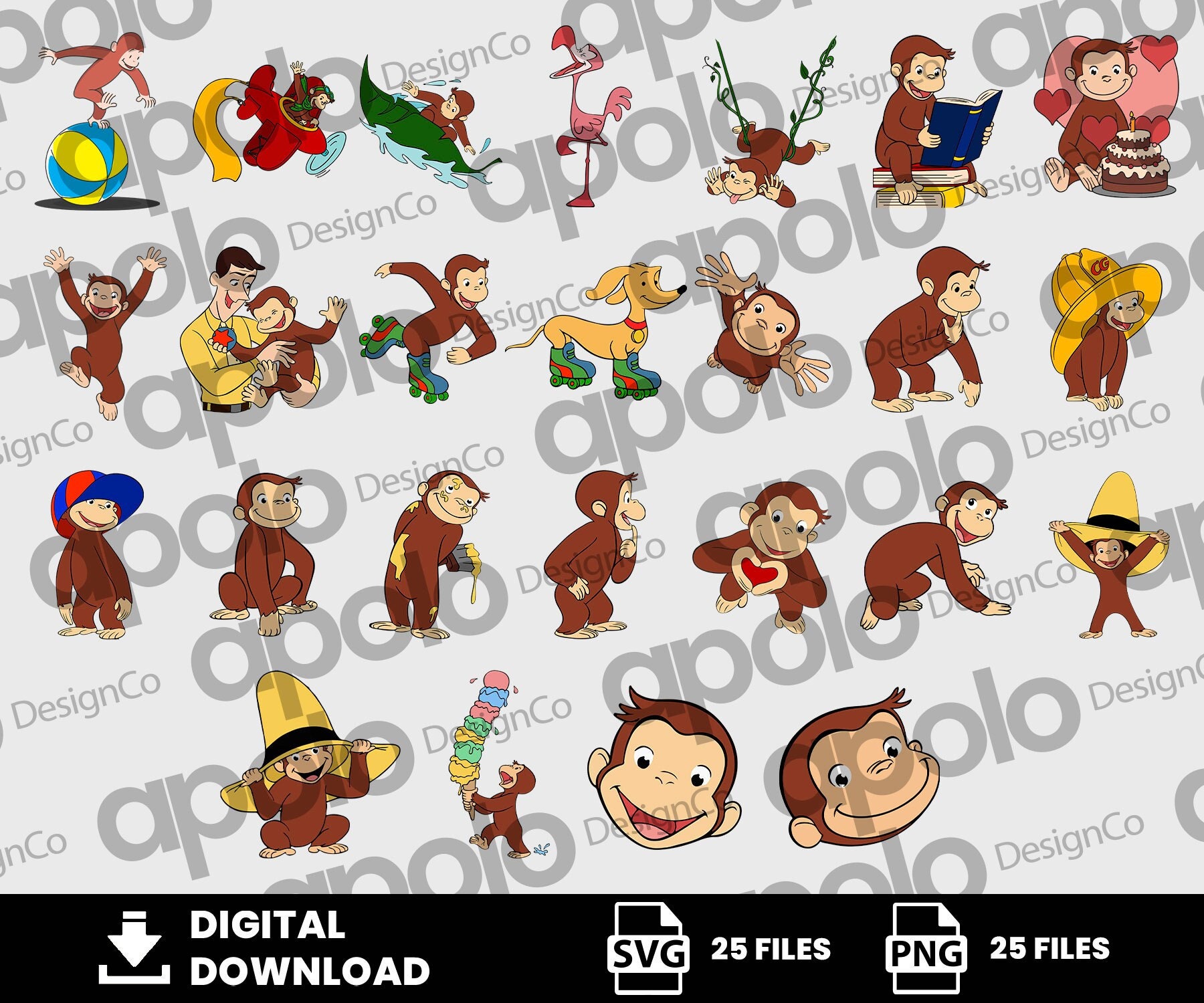 Curious George Face Clip Art