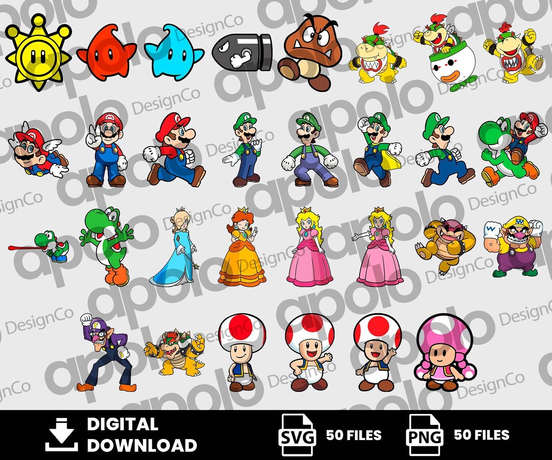 Clipart, Mario Svg, Luigi Svg, Princess Svg, Games Svg, Love Svg ...