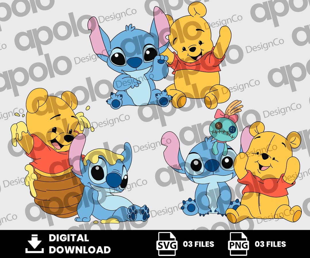 Clipart, Baby Shower, Baby Stitch Svg, Winnie Stitch Baby Svg, Baby ...