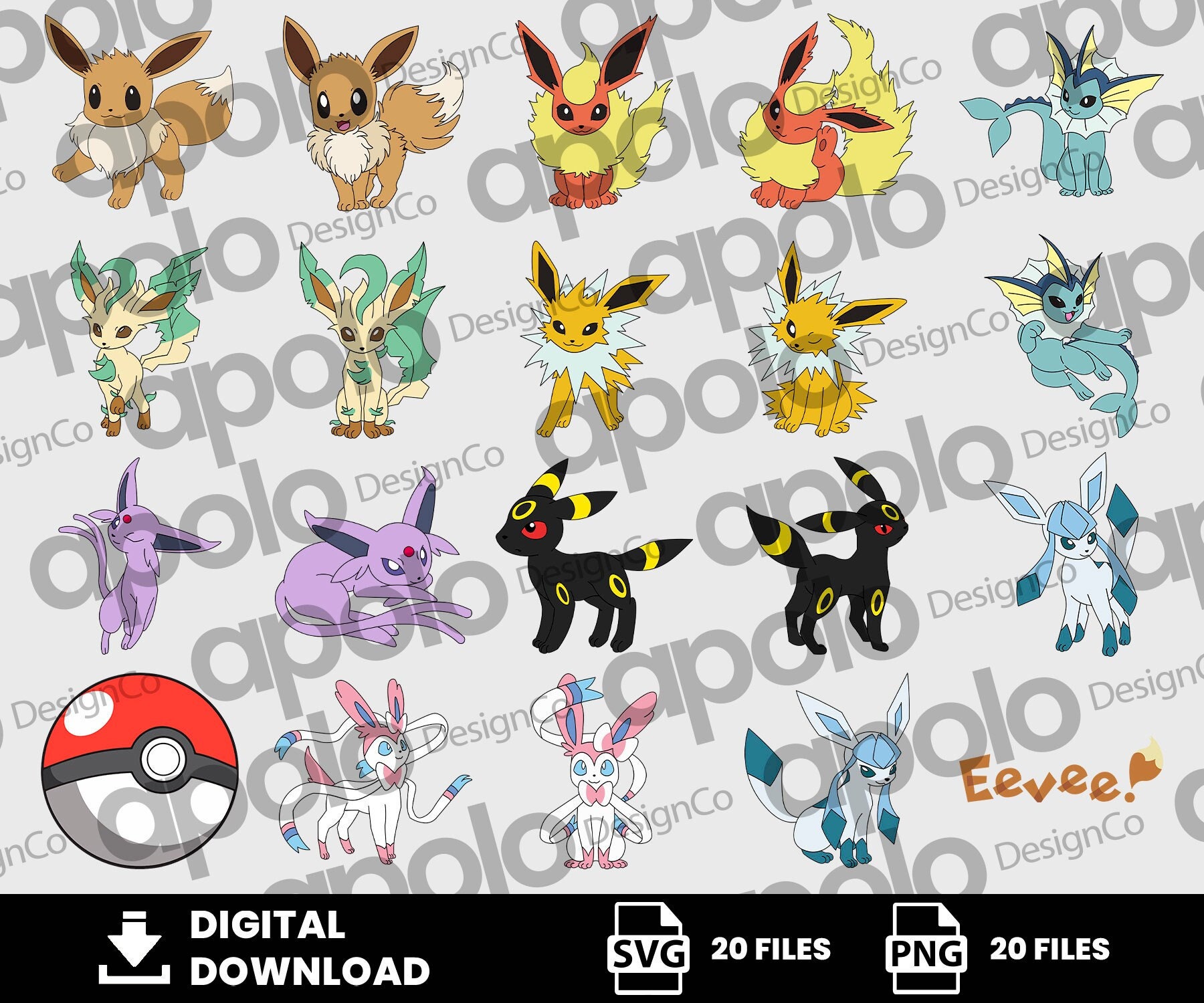 Clipart, Eeveelution Svg, Eevee Svg, Poke Svg, Games Svg, Love Svg ...