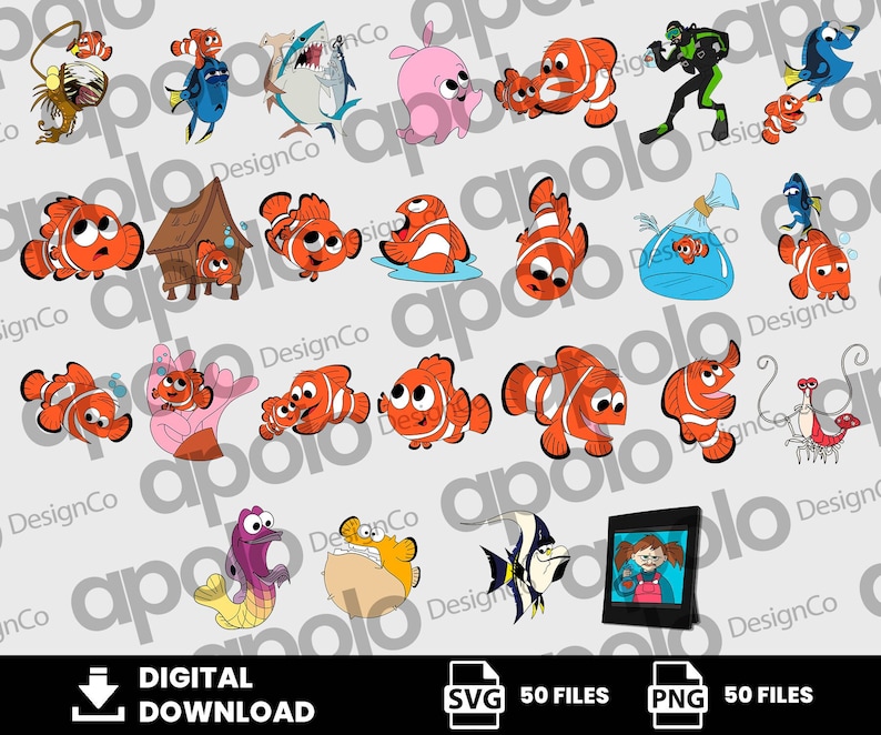 Clipart, Finding Nemo Svg, Nemo Svg, Dory Svg, Movie Svg, Digital ...