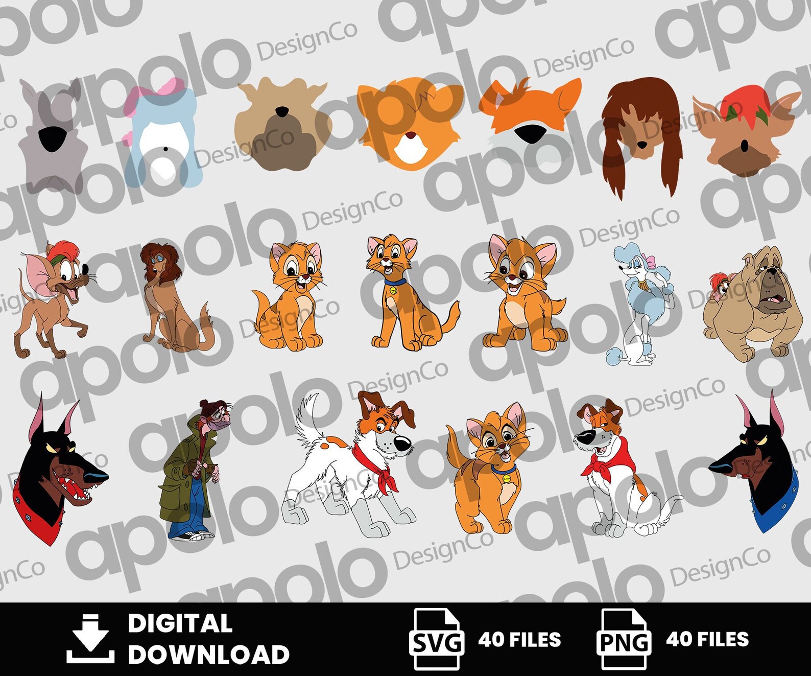 Clipart, Oliver and Company Svg, Jenny Svg, Tito Svg, Digital Download ...