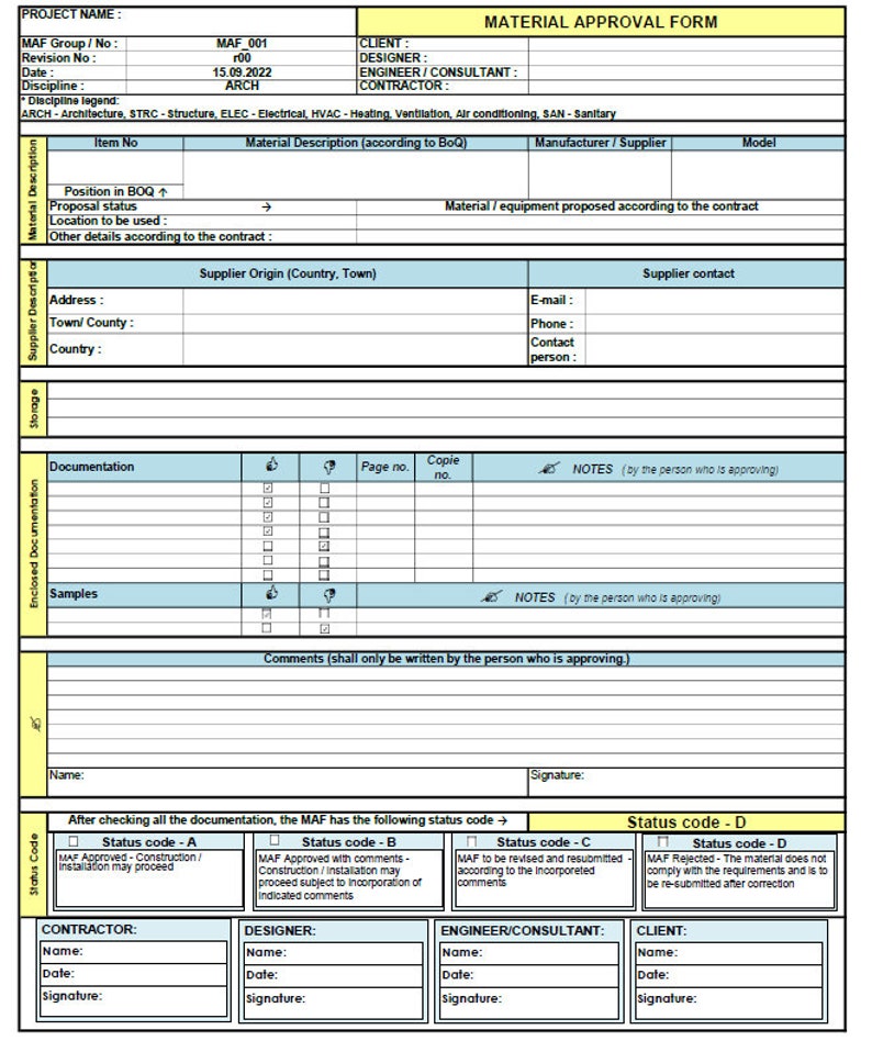 Material Approval Form Template - Etsy