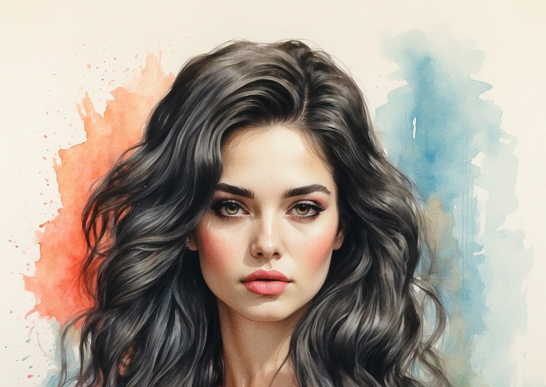 Two Beautiful Women Portrait Print - Portrait Watercolor Painting ...