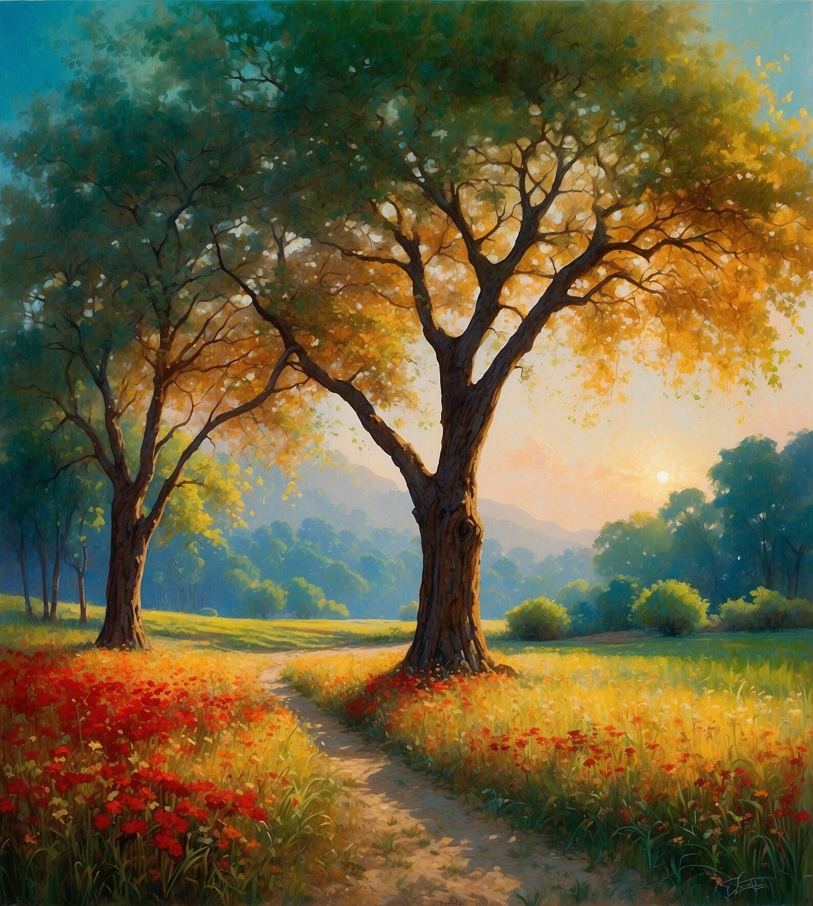 Three Countryside Landscape Paintings Digital Downloadable for Print ...