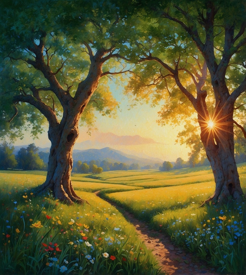 Three Countryside Landscape Paintings Digital Downloadable for Print ...