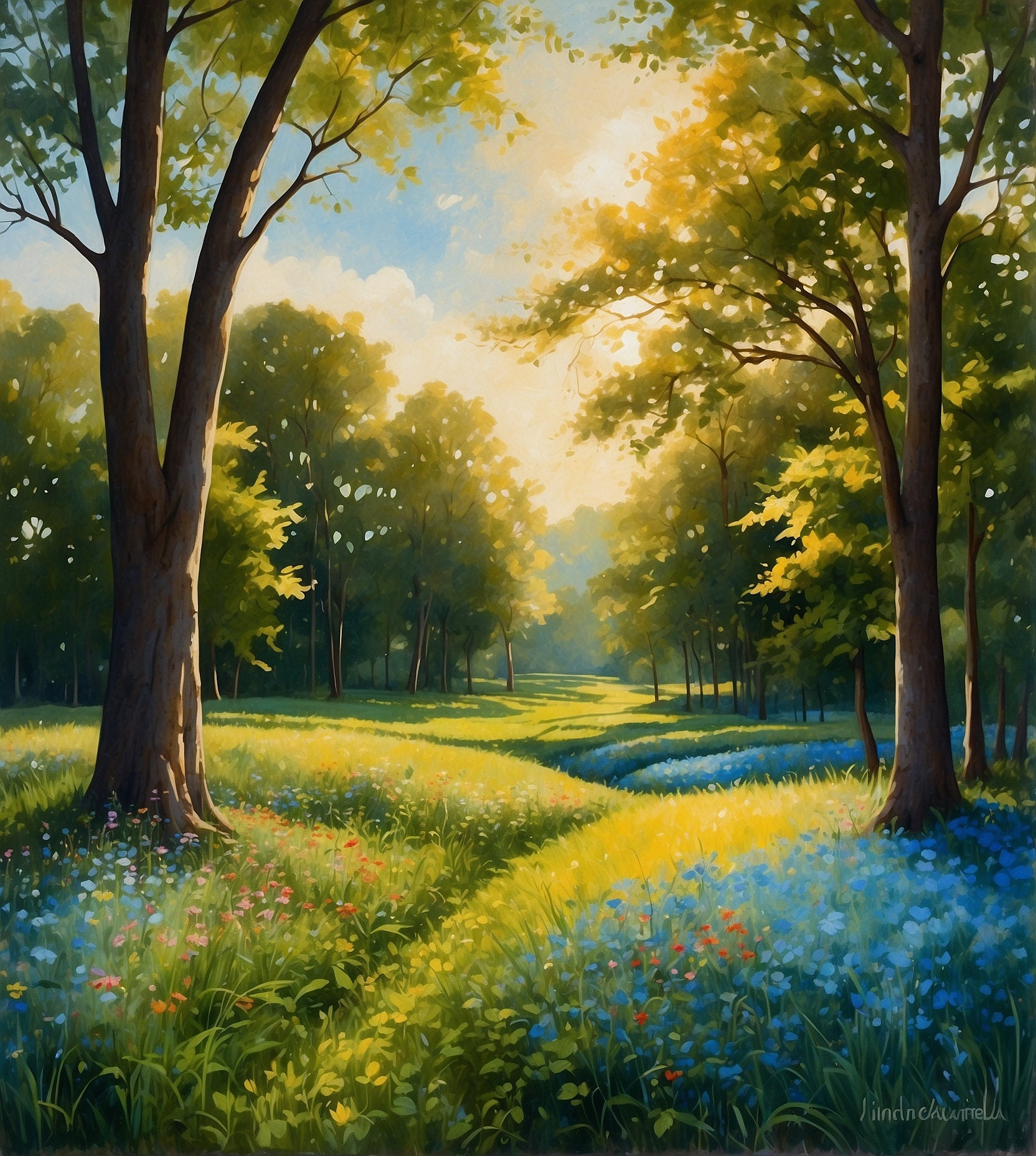 Three Countryside Landscape Paintings Digital Downloadable for Print ...