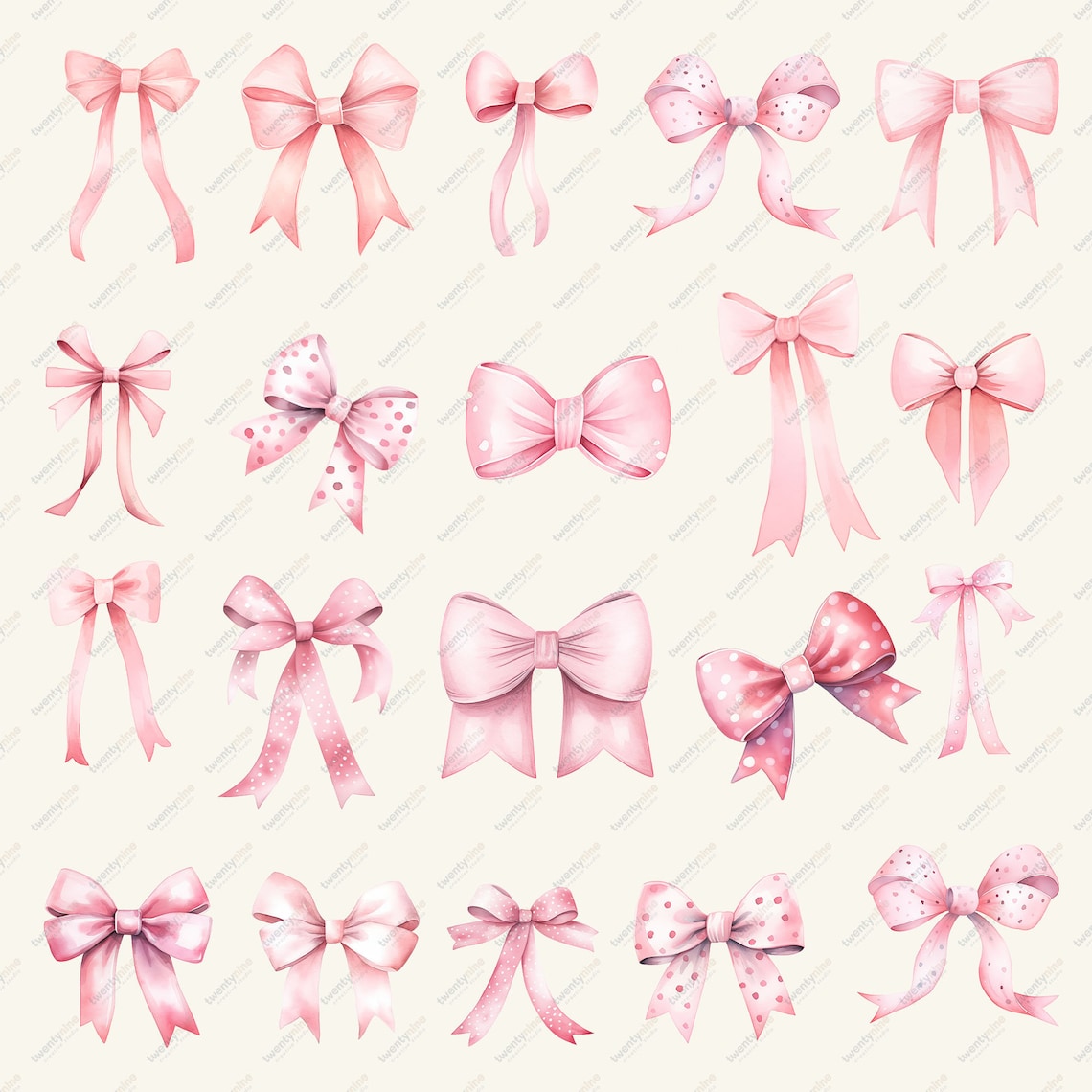 Watercolor Pastel Pink Bows Clipart PNG Pastel Ribbon Bow, Silk Bow ...