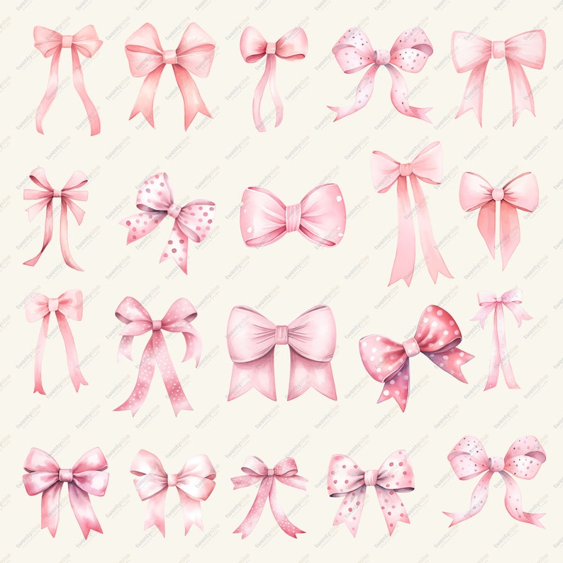 Watercolor Pastel Pink Bows Clipart PNG Pastel Ribbon Bow, Silk Bow ...
