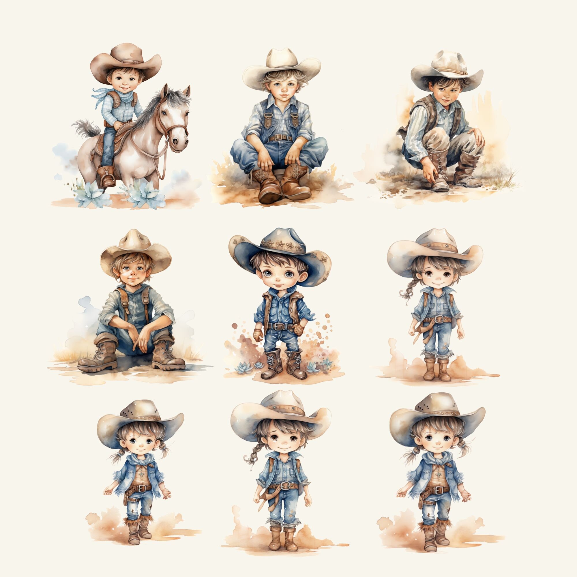 Cute Cowboy Clipart Baby Cowboy PNG Wild West Clipart Baby Western ...