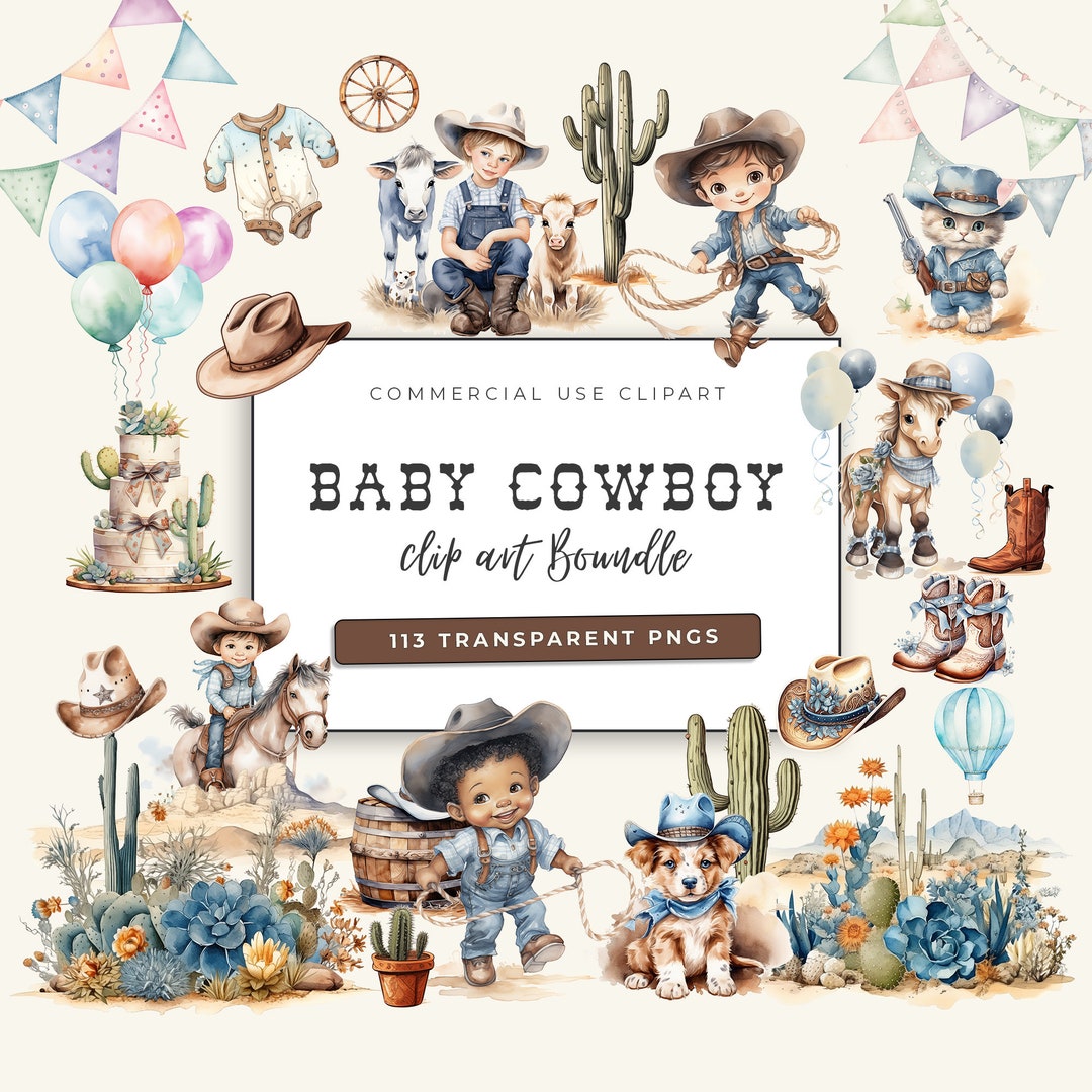Cute Cowboy Clipart Baby Cowboy PNG Wild West Clipart Baby Western ...