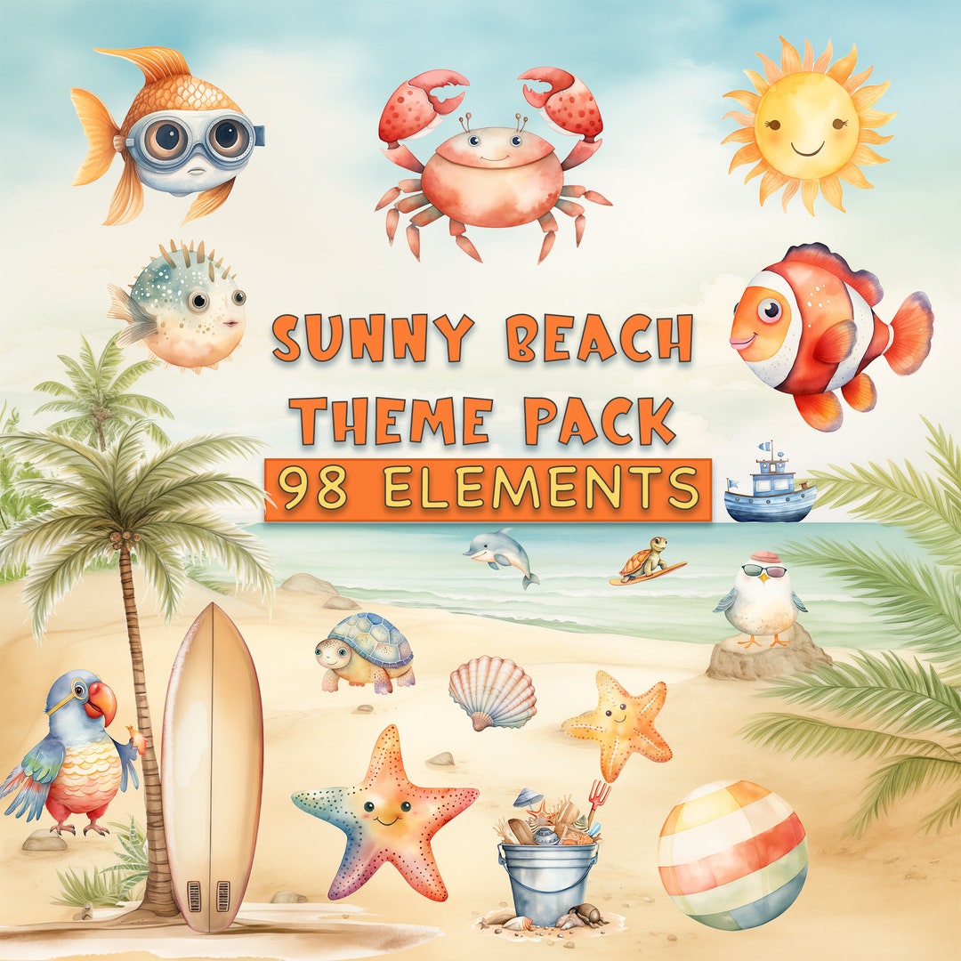 98 Summertime Clipart, Seaside Clipart, Beach Day Clipart Bundle, Sea ...