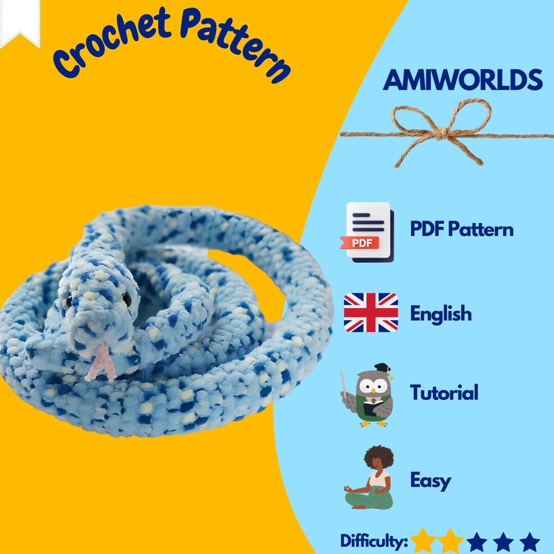 Crochet Snake Pattern Amigurumi Snake Pattern Snake Plush Pattern ...