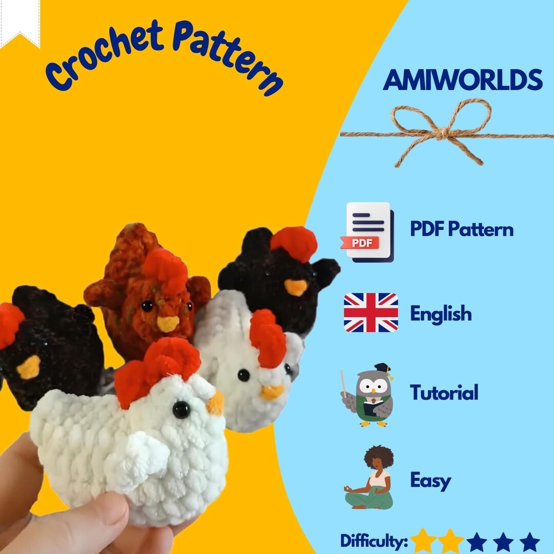 Amigurumi Chicken Pattern Crochet Chicken Pattern Easy Cute Chicken ...