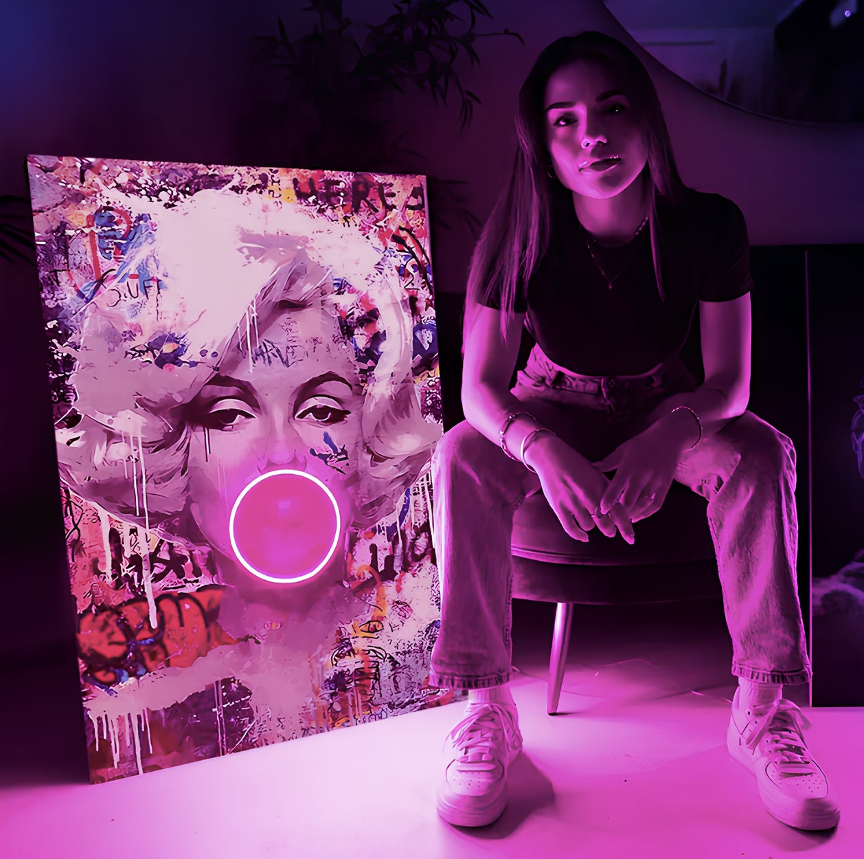 Neon Wall Art Neon Pink Light Wall Art Wall Art Custom Neon Sign Wall ...