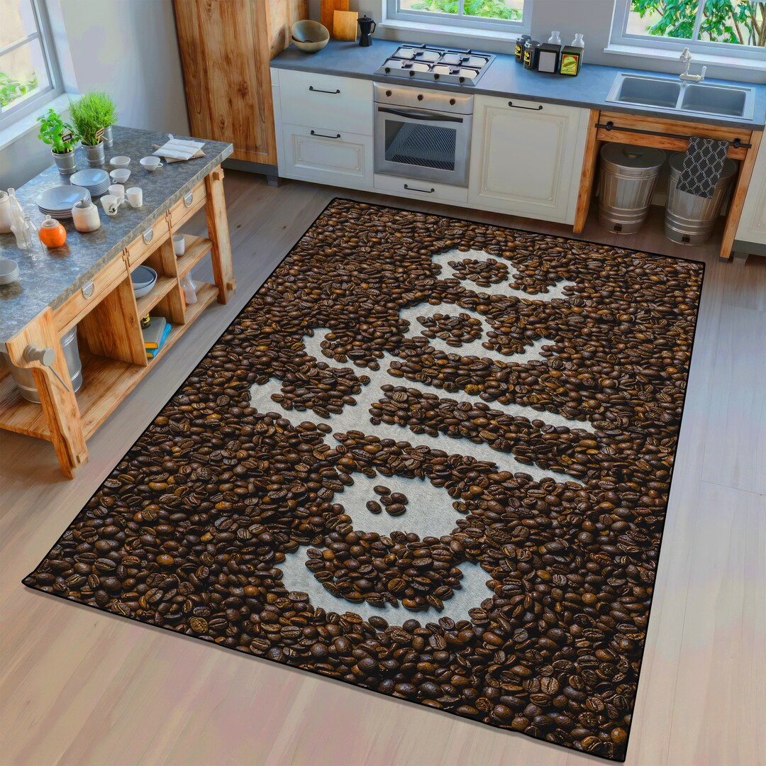 Coffee Rug, Kitchen Rug, Coffee Patterned Rug, Kitchen Decor, Living ...