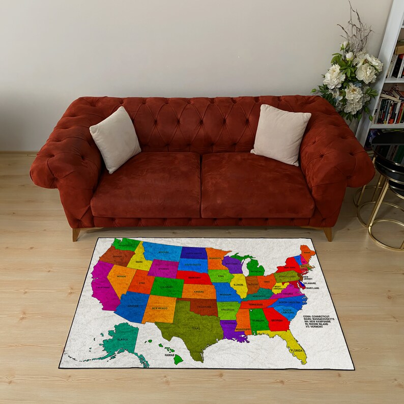 United States Map Rug, Map Kids Rug, USA Map Rug, Education Rug, Kids ...