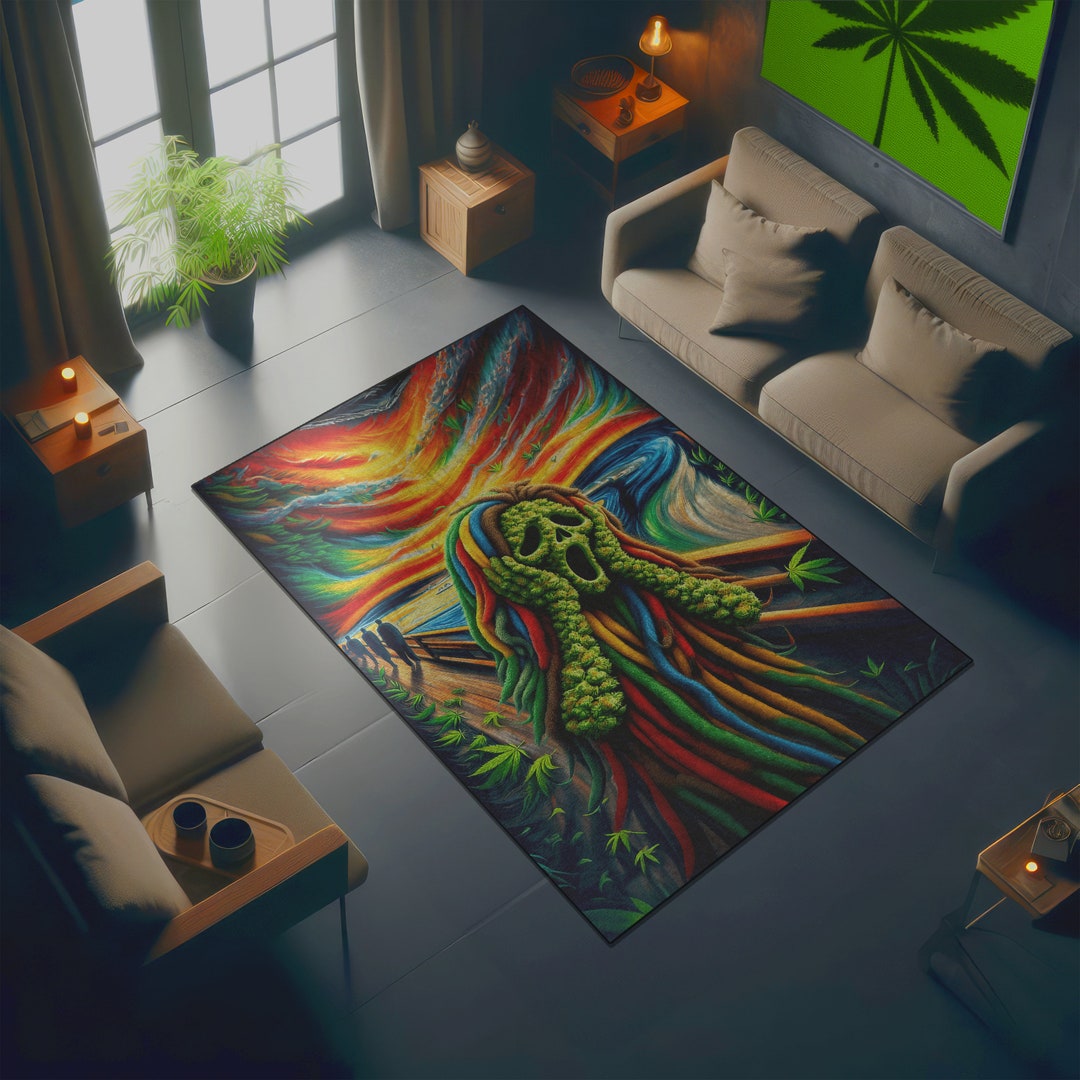 Cannabis Rug,scream Weed Head Rug,green Rug, Weed Room Decor,marijuana ...