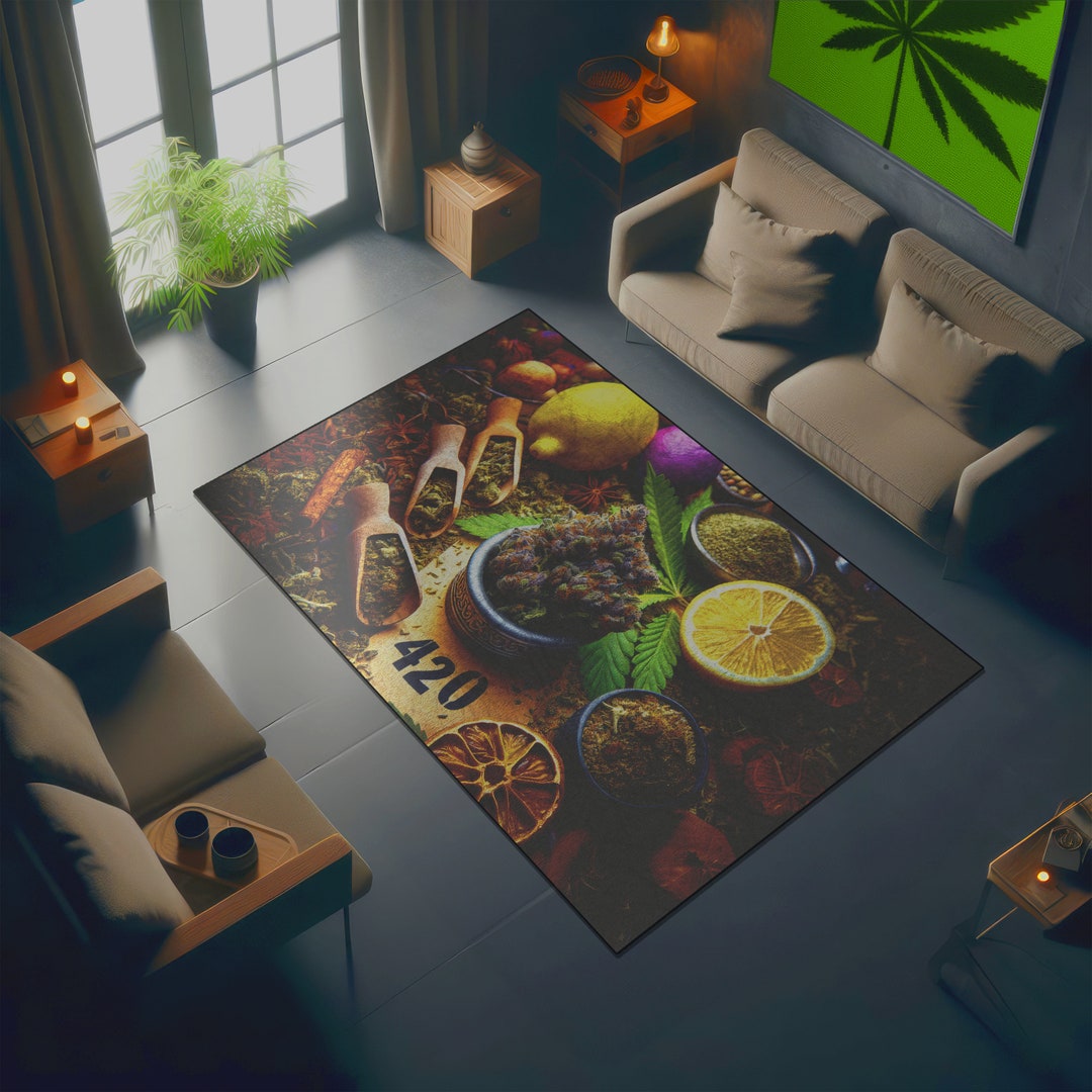 Cannabis Rug,weed Head Rug,green Rug, Weed Room Decor, Area Rug ...