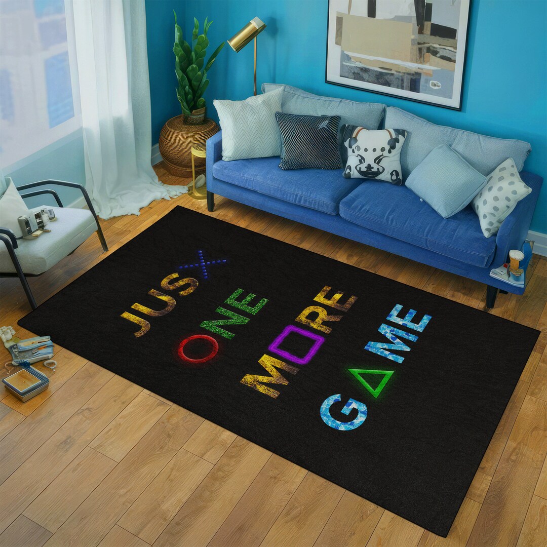 Gamer Room Rug, Just One More Game Patterned Nonslip Area Carpet, Gamer ...
