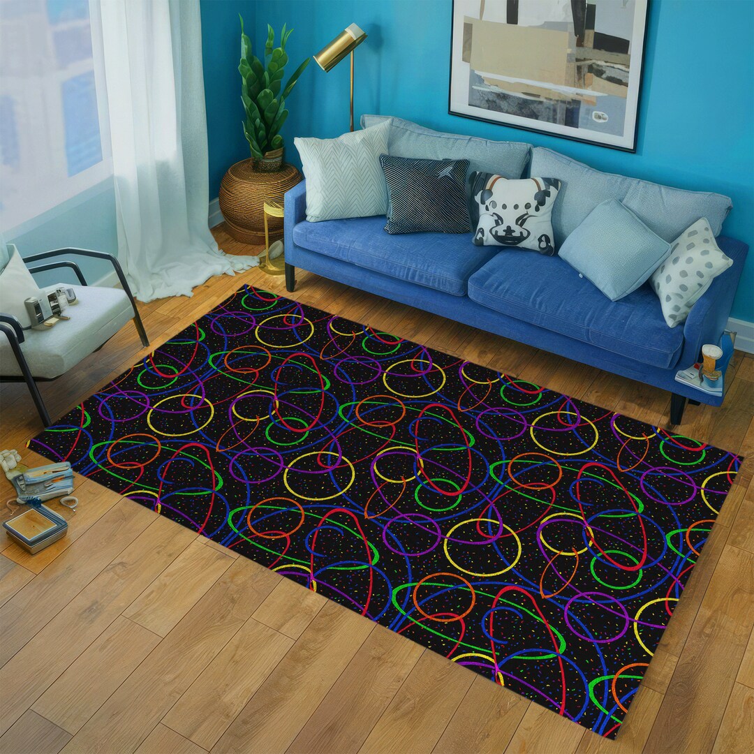 Retro Arcade Rug: 90s Style Abstract Area Carpet - Etsy