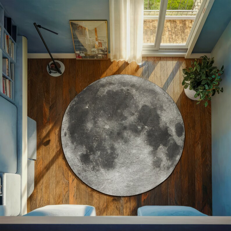 Moon Rug, Space Themed Rug, Planet Rugs, Gift for Him, Salon Decor Rug ...