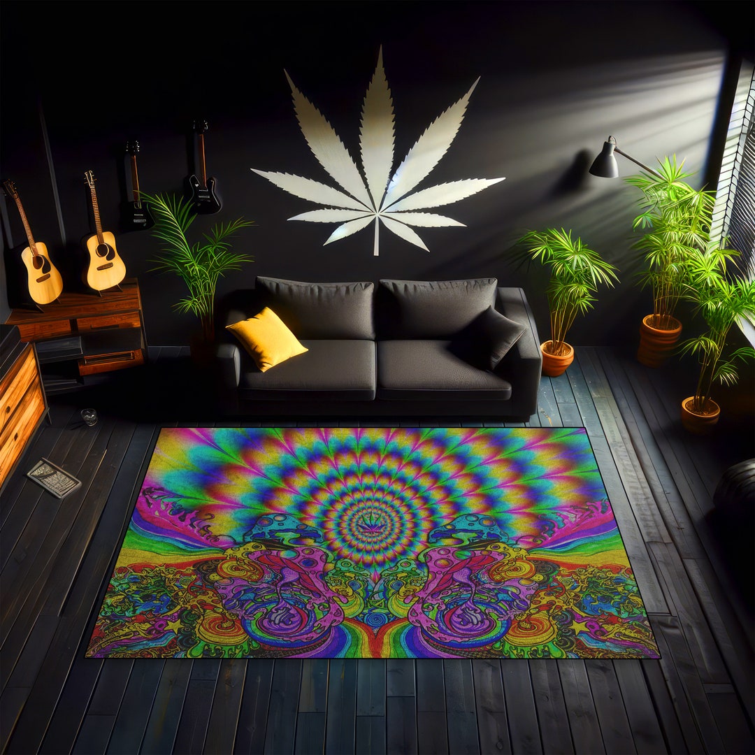 Psychedelic Rug,weed Rug, Mushroom Rug for Hippie Room Decor, Trippy ...