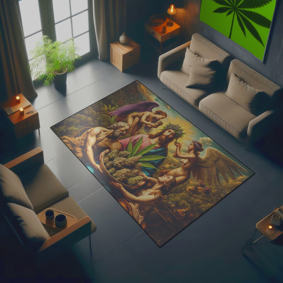 Cannabis Rug,jesus Rug, Weed Head Rug,green Rug, Weed Room Decor ...