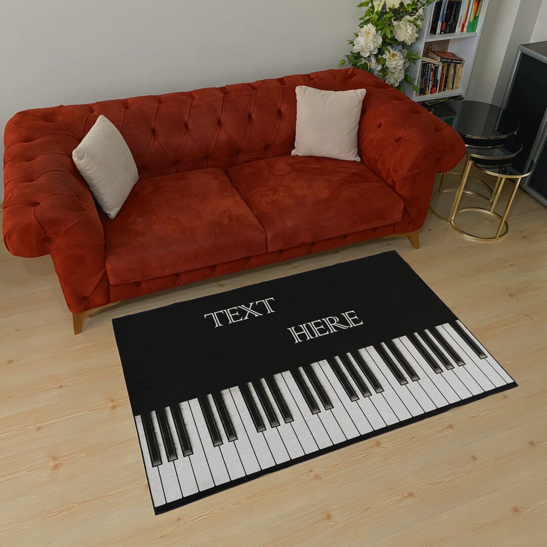 Personalized Piano Keys Printed Rug • Machine Washable Rug for Music ...