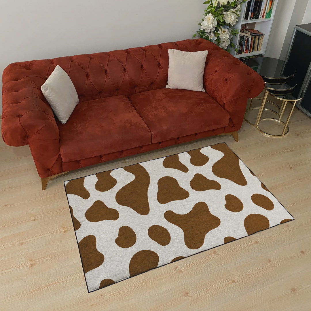 Brown Cow Area Rug,strawberry Cow, Animal Print Rug, Preppy Room Decor ...