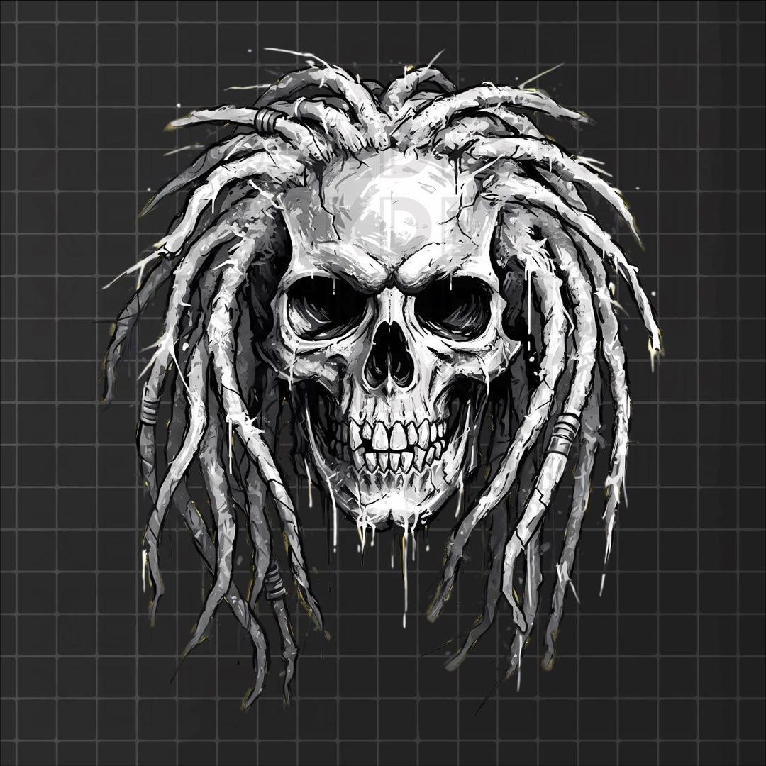 Skull With Dreadlocks PNG - Gritty Urban Streetwear Graphic - Edgy ...
