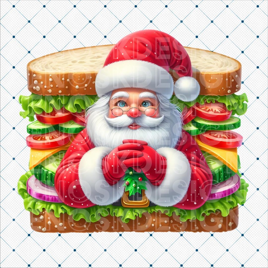 Santa Sandwich PNG Clipart: Christmas Food Illustration (digital ...