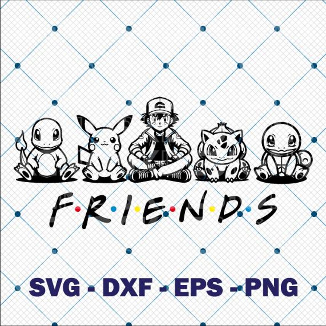 Pokemon Friends Svg, Pokemon Outline Svg, Pokemon Starter Svg, Ash Svg ...