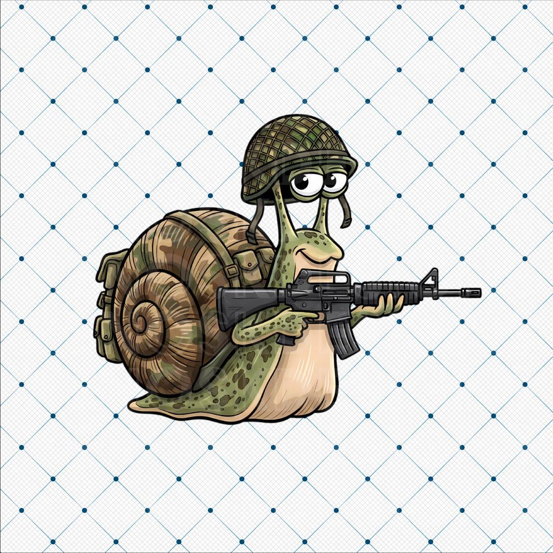 Camo Snail Soldier Clipart | Humorous Military Art (PNG Digital ...