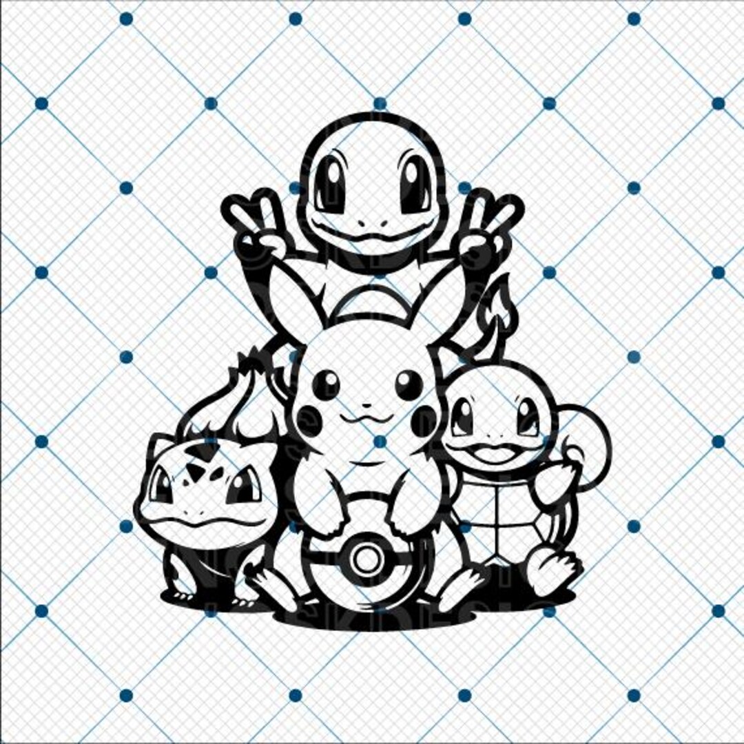 Pokémon Starter SVG, Pikachu SVG, Pikachu DXF, Pikachu EPS, Pikachu PNG ...
