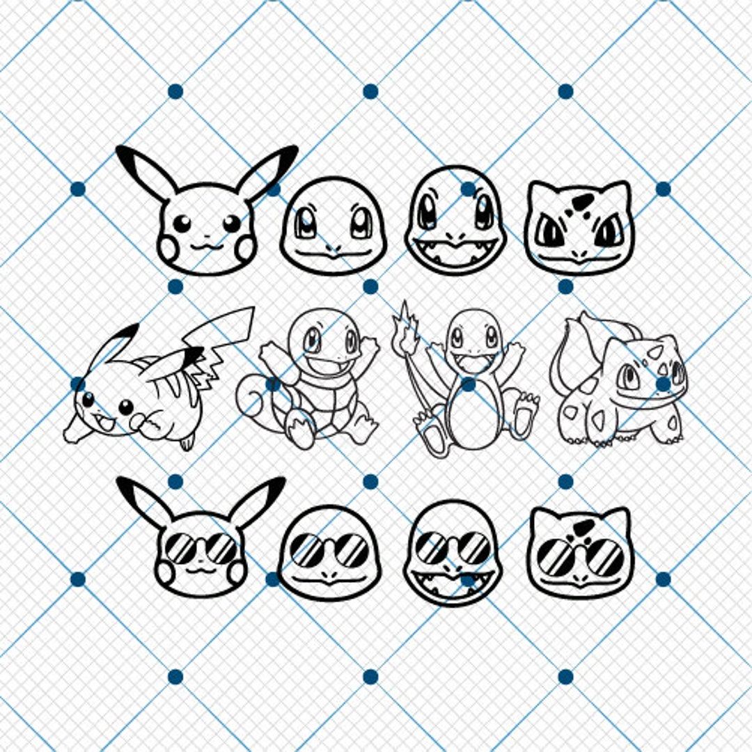 Pokémon Starter Outline SVG EPS PNG, pokemon svg, pokemon starter svg ...
