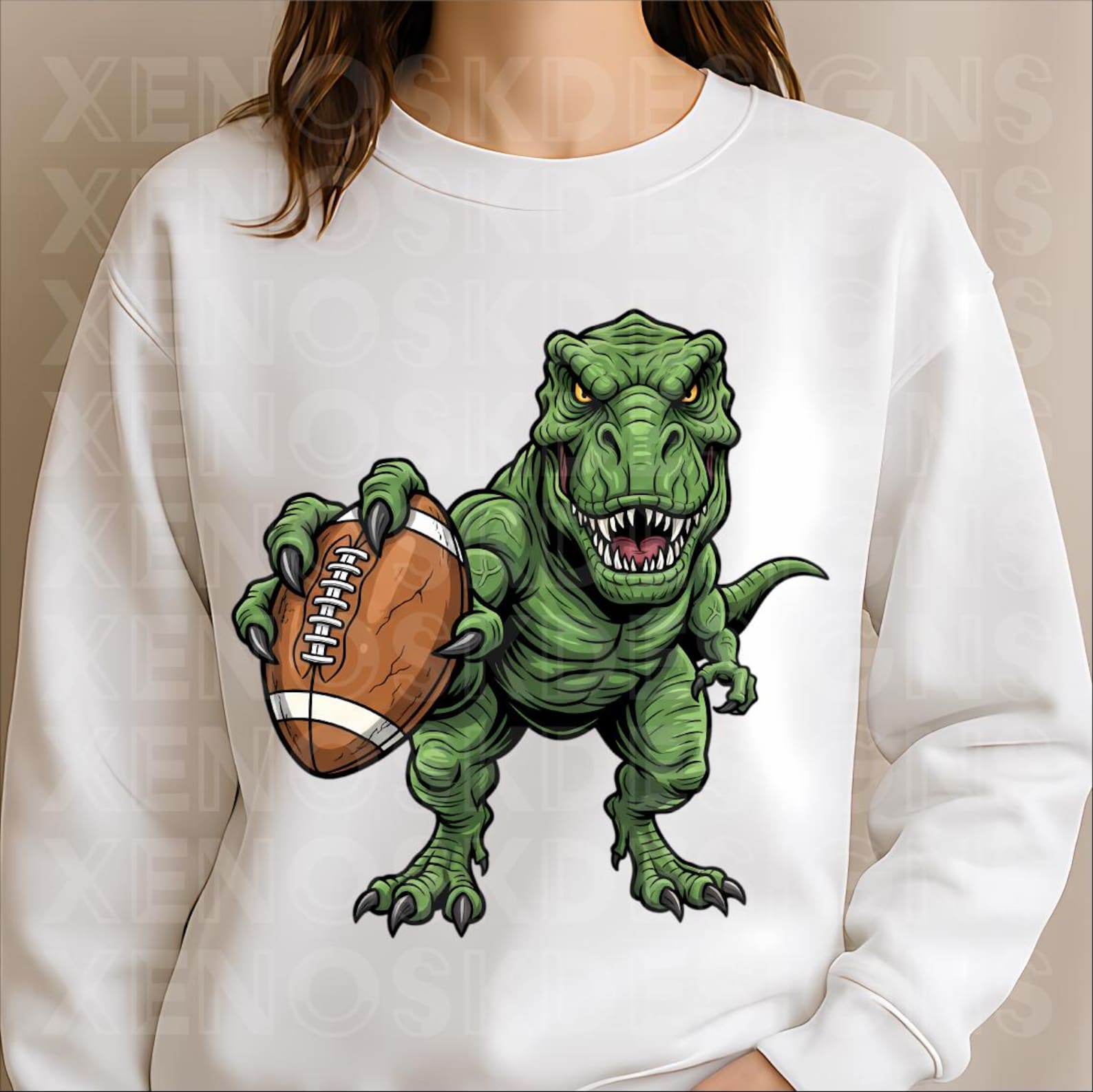 T-rex Football Mascot PNG - Tyrannosaurus Rex Sports Logo Design - Etsy
