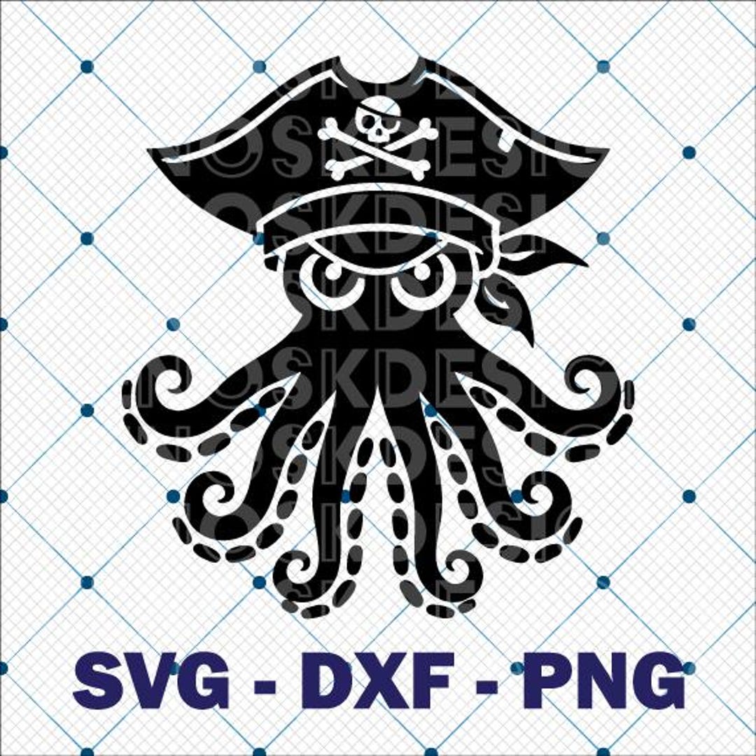 Squid Pirate SVG File, Digital Download, Nautical Clipart, Silhouette ...