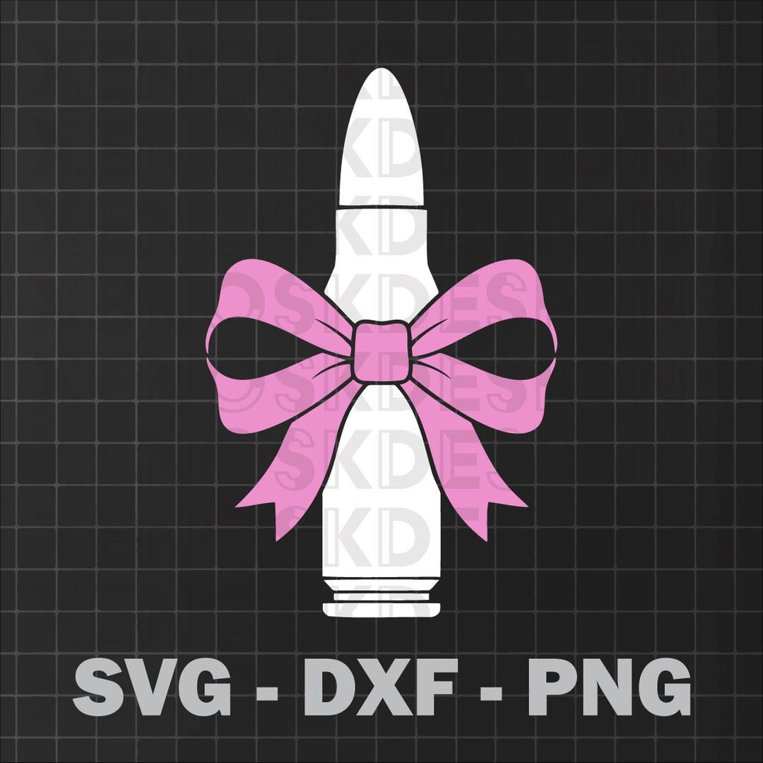 Pink Bow Bullet SVG DXF PNG, | Pretty Ammo Clipart | Unique Weapon ...