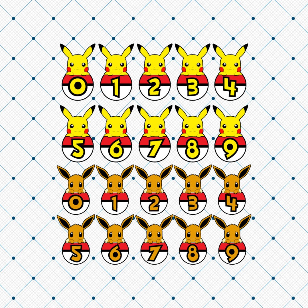 Pokemon Birthday Numbers PNG, Birthday Numbers Png, Pikachu Birthday ...