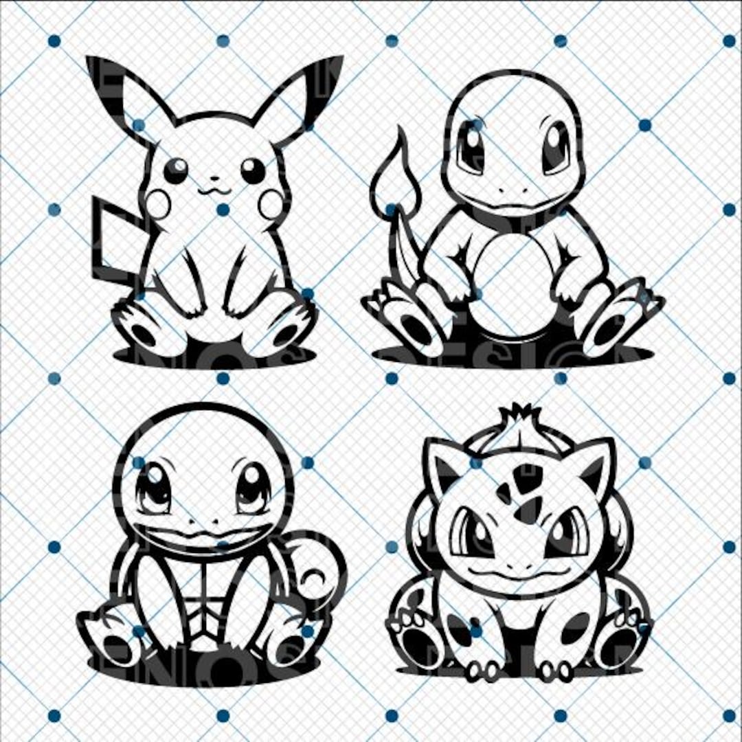 Pokemon Svg, Pokemon Outline Svg, Pokemon Starter Svg, Pokemon Bundle ...