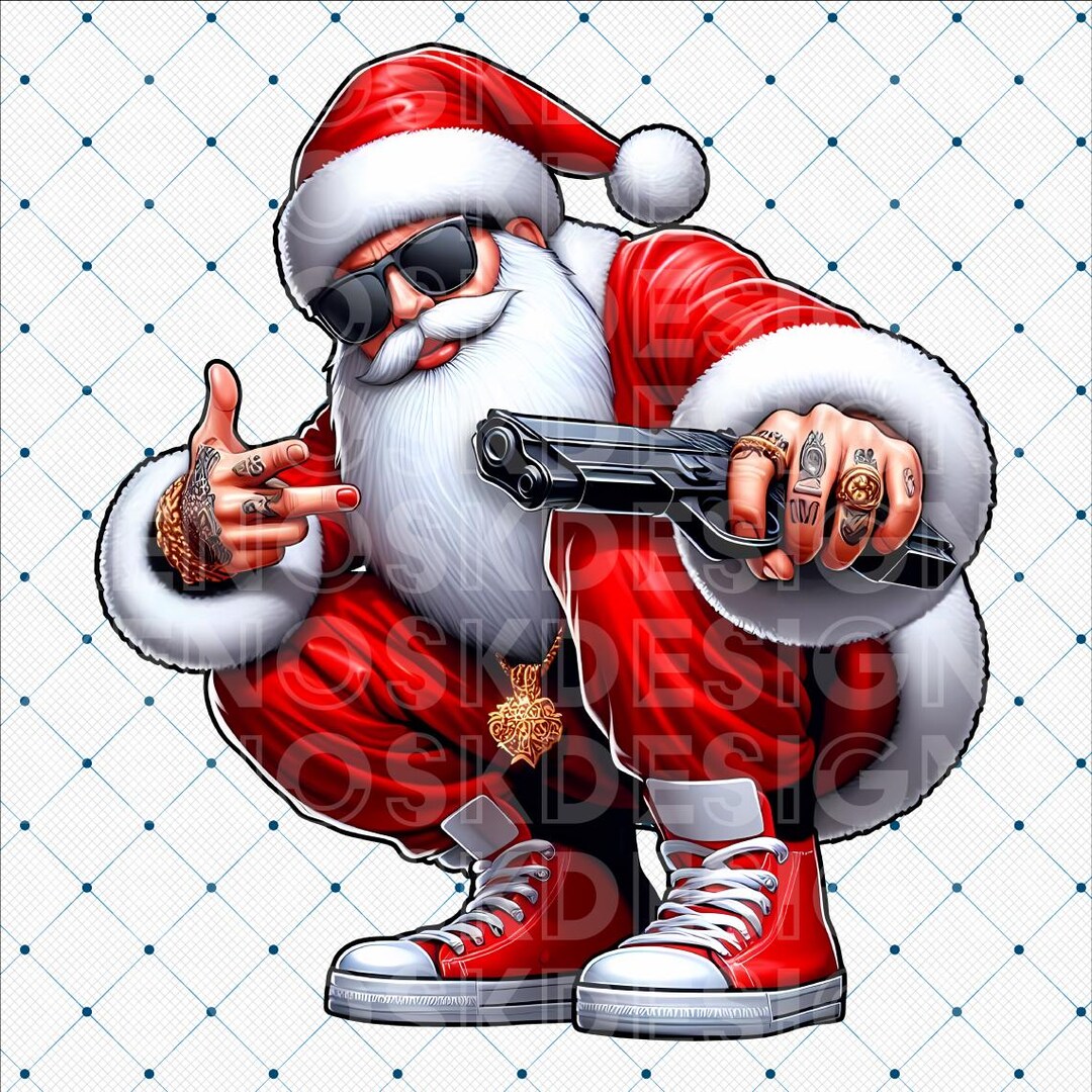 Street Gangster Santa PNG File, Christmas Santa Clipart, Holiday ...