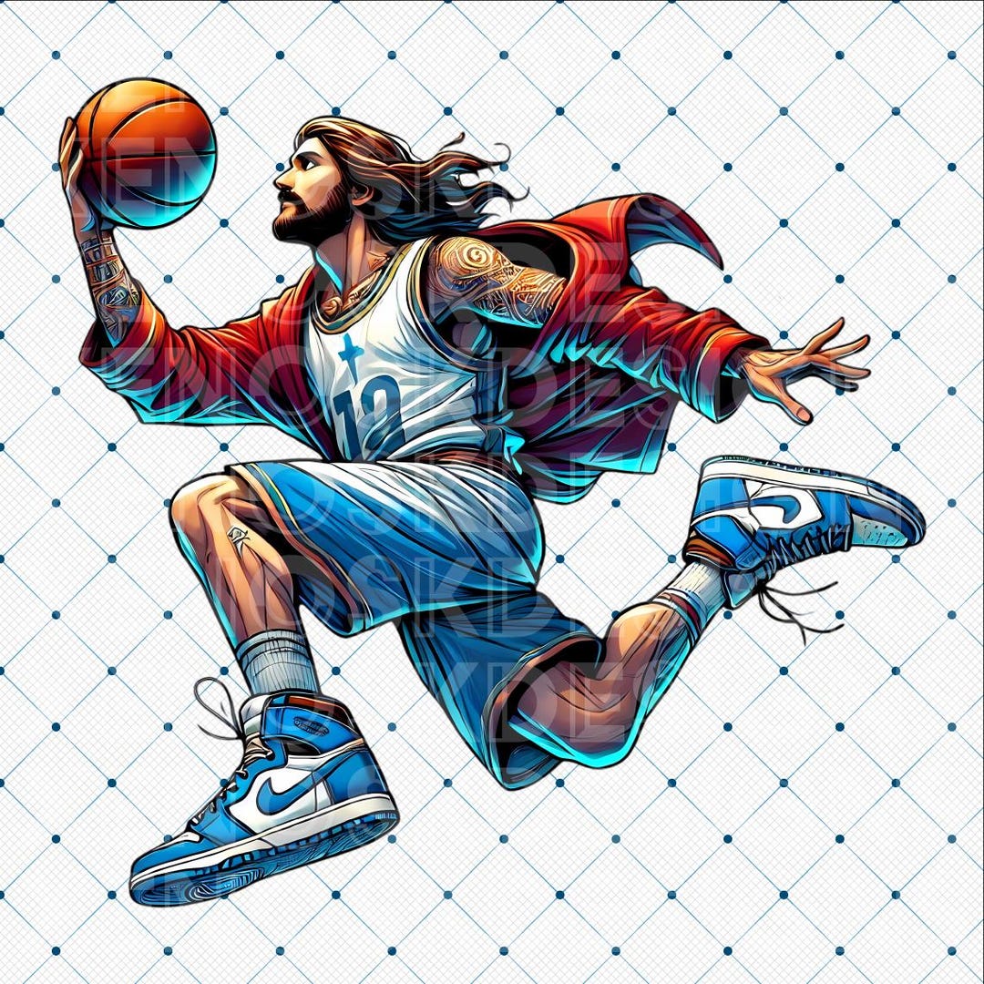 Funny Jesus Basketball PNG File, Christian Religious Clipart, Humorous ...