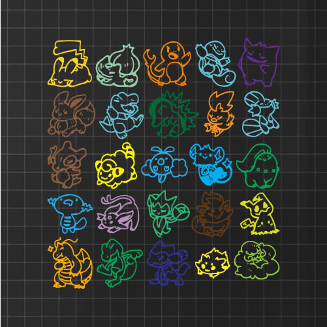 Pokemon Outline Bundle 25 SVG PNG, Pokemon Outline Svg, Pokemon Svg ...