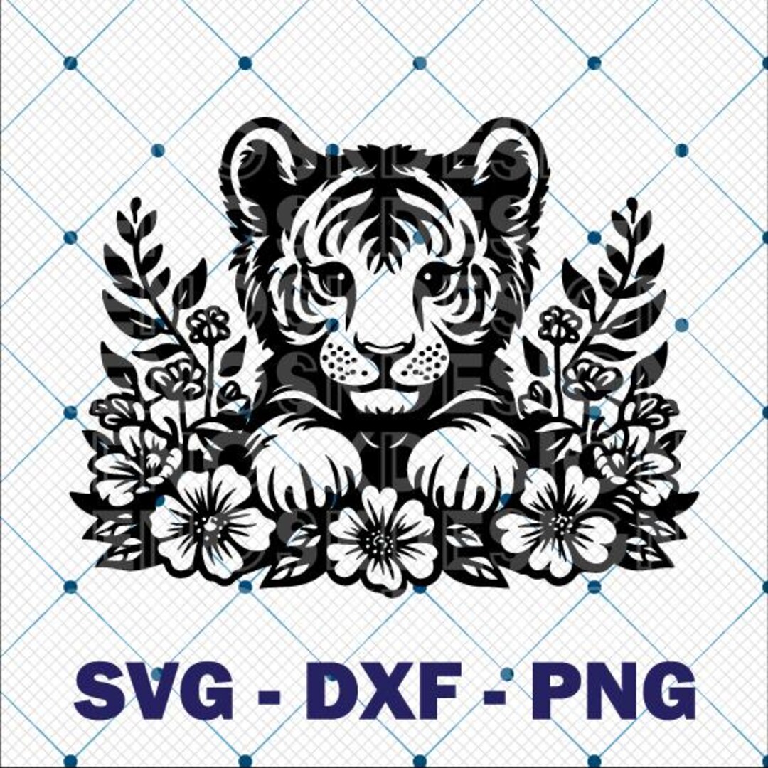 Tiger and Flowers SVG Cutting File, Floral Animal Design, Digital ...